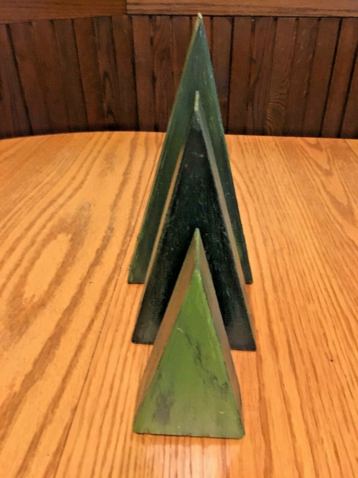 Wooden Evergreen Tree Trio Set of (3) Winter/Holiday Decorations | eBay