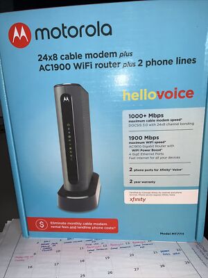 Motorola MT7711 24X8 Cable Modem and AC1900 Dual Band Wi-Fi Gigabit ...