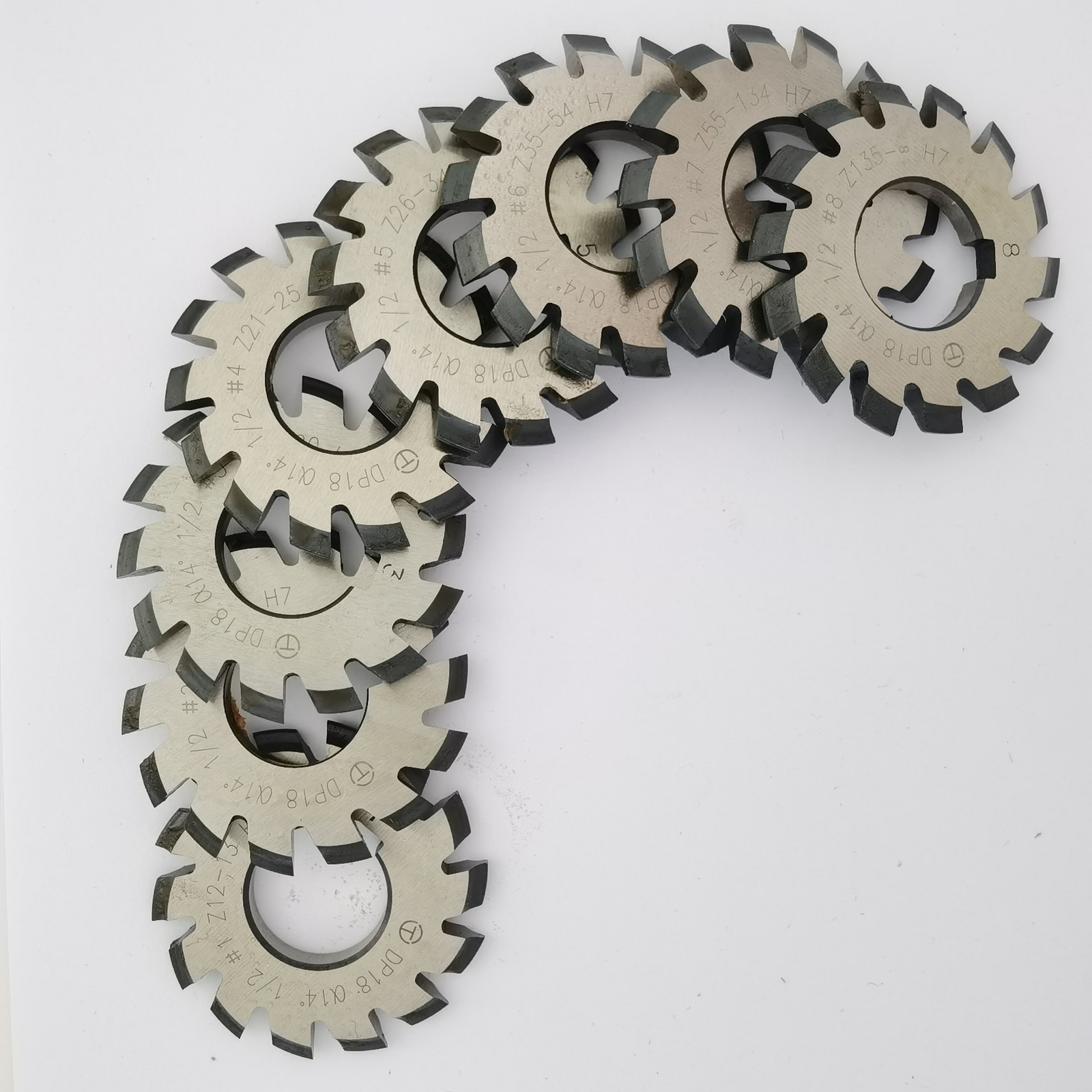 8PCS HSS PA14-1/2 Involute Gear Cutter DP8 DP18 DP14 DP16 DP20 DP22 ...