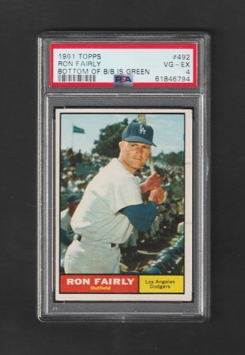 1961 Topps Ron Fairly #492 ~ Dodgers ~ Bottom of BB Green Variation ...