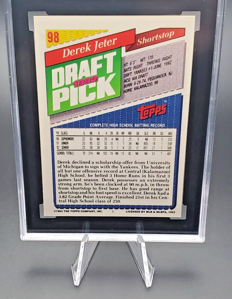 1993 Topps #98 Derek Jeter HOF GOLD RC SGC 9 MT New York Yankees! | eBay