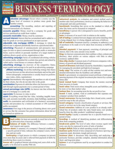 Business Terminology (Quick Study Business) - Pamphlet By BarCharts ...