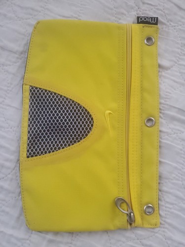 Nike Yellow Zipper Pouch 3 Ring Binder Pencil Holder Case School Office ...