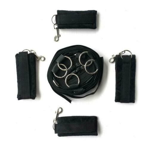1 set BDSM Bondage Bed Restraint Straps Handcuffs Ankle Cuffs ...