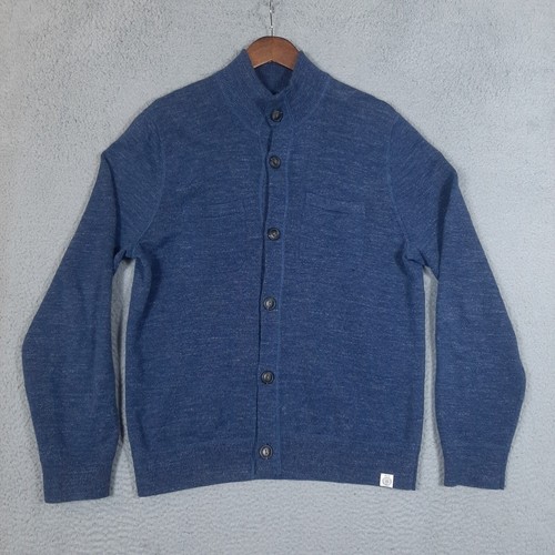 Lucky Brand Cardigan Men's Large Blue Button Up Mock Neck Pockets ...