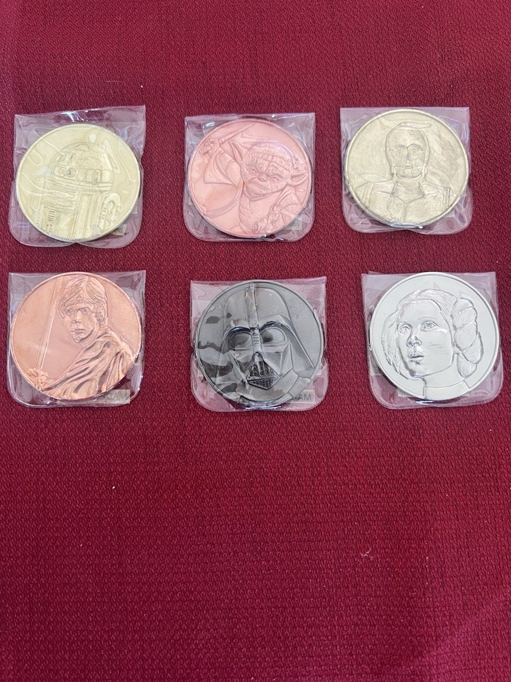 Set Of 6 Star Wars Coins W/ Sleeve & Barcode 2005 California Lottery ...