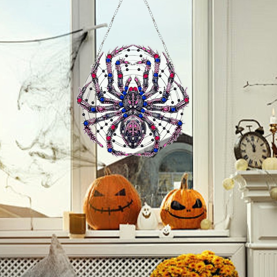 Acrylic Spider Diamond Art Hanging Pendant Halloween for Garden Window ...