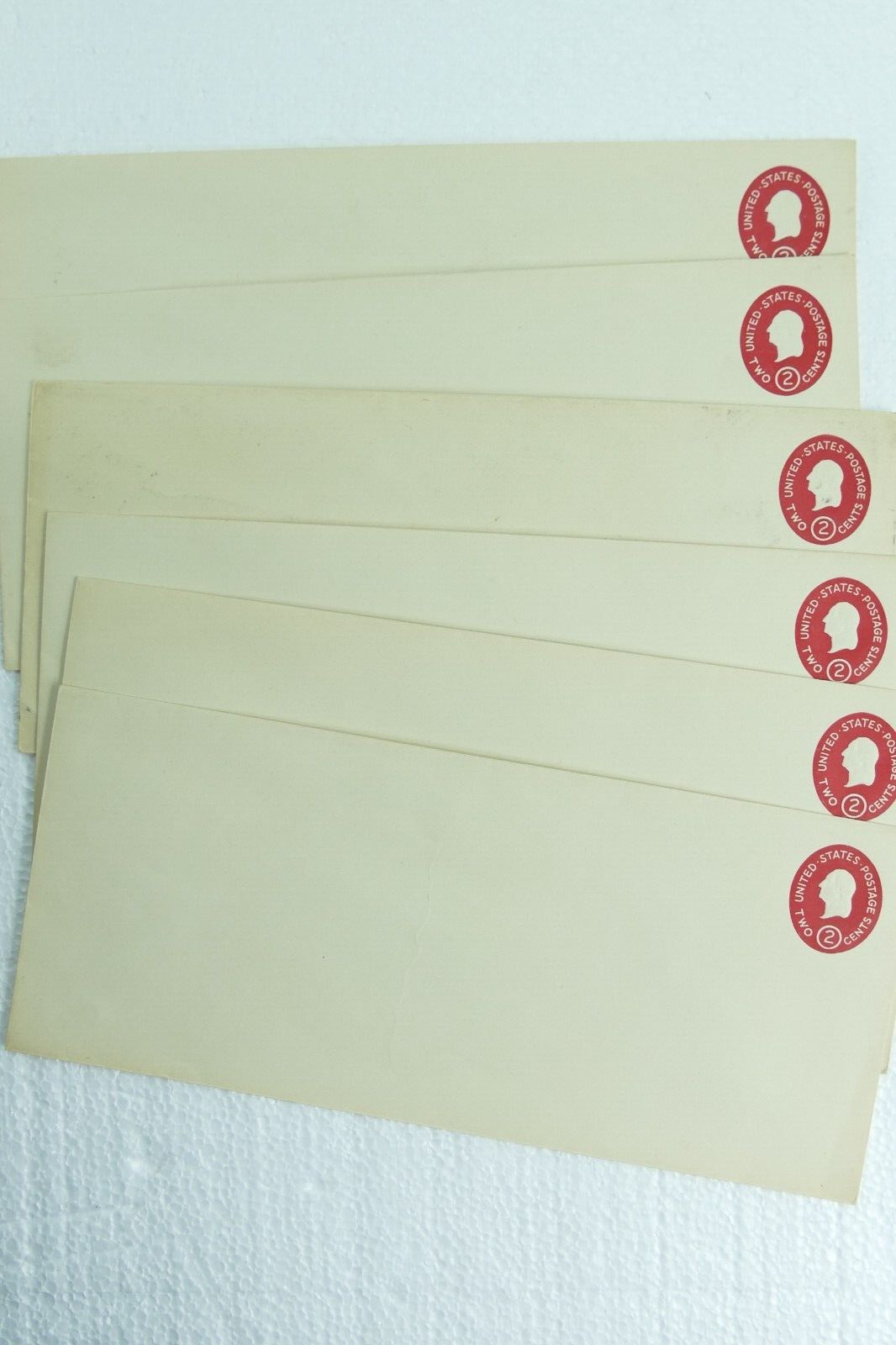 Lot of 6 Scott U533, 2 Cent Washington Embossed Stamps, Unused on ...