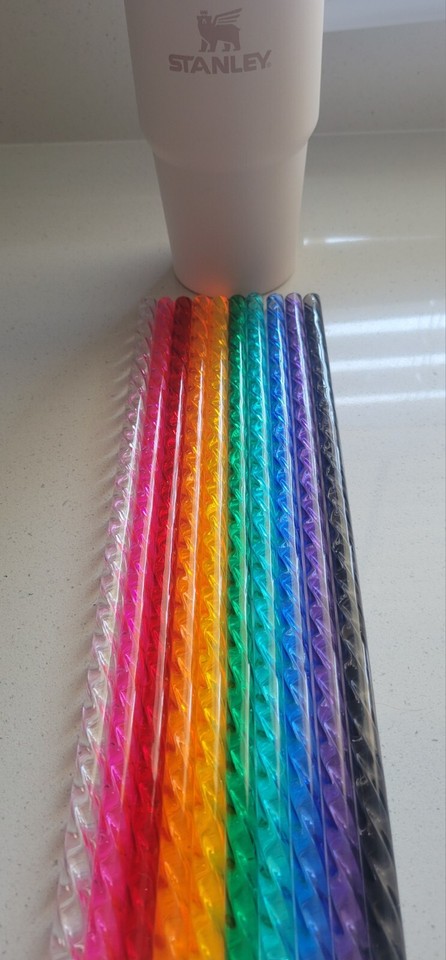 10-RARE 10MM 40/42oz Fat Crystal Swirly Wavy Shiny 12" Stanley ...