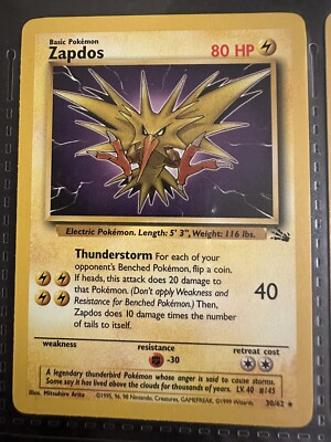ZAPDOS Card FOSSIL Set 30/62 Basic Pokémon Non-Holo RARE NM | eBay