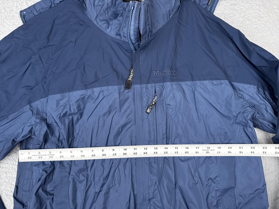 Marmot Jacket Mens 2XL XXL Blue Hooded Nylon Windbreaker Zip Pockets ...