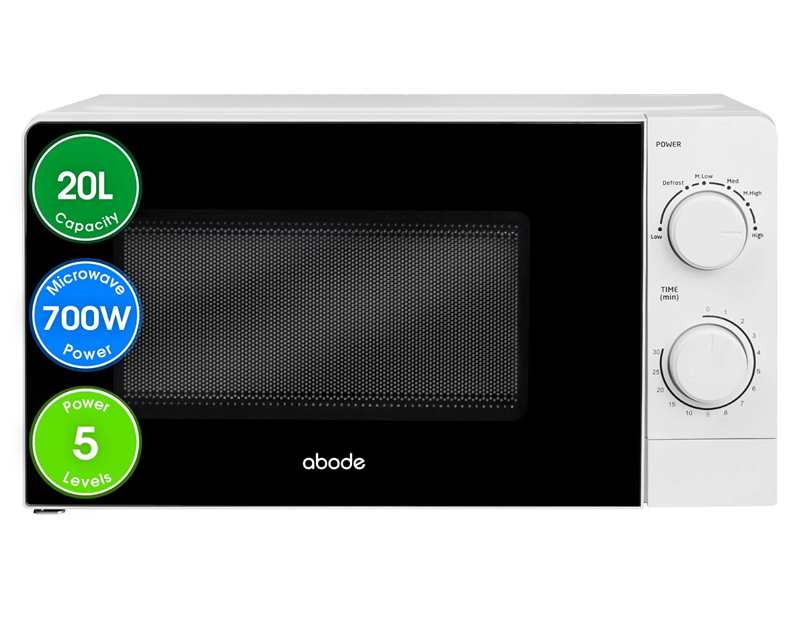 Abode AMM2005 Compact Solo Microwave Oven with Manual Control 20L 800W ...