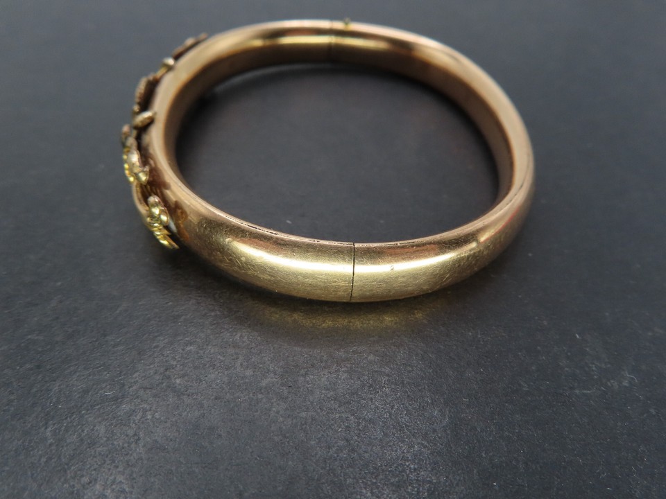 Antique Yellow Gold Filled Hinged Bangle Bracelet, SO Bigney & Co, 20 ...