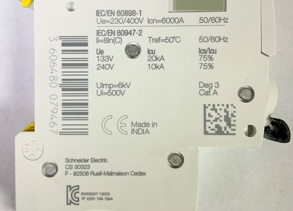 SCHNEIDER ELECTRIC A9F74110 Single Pole 10 AMP Acti9 Icon Circuit ...
