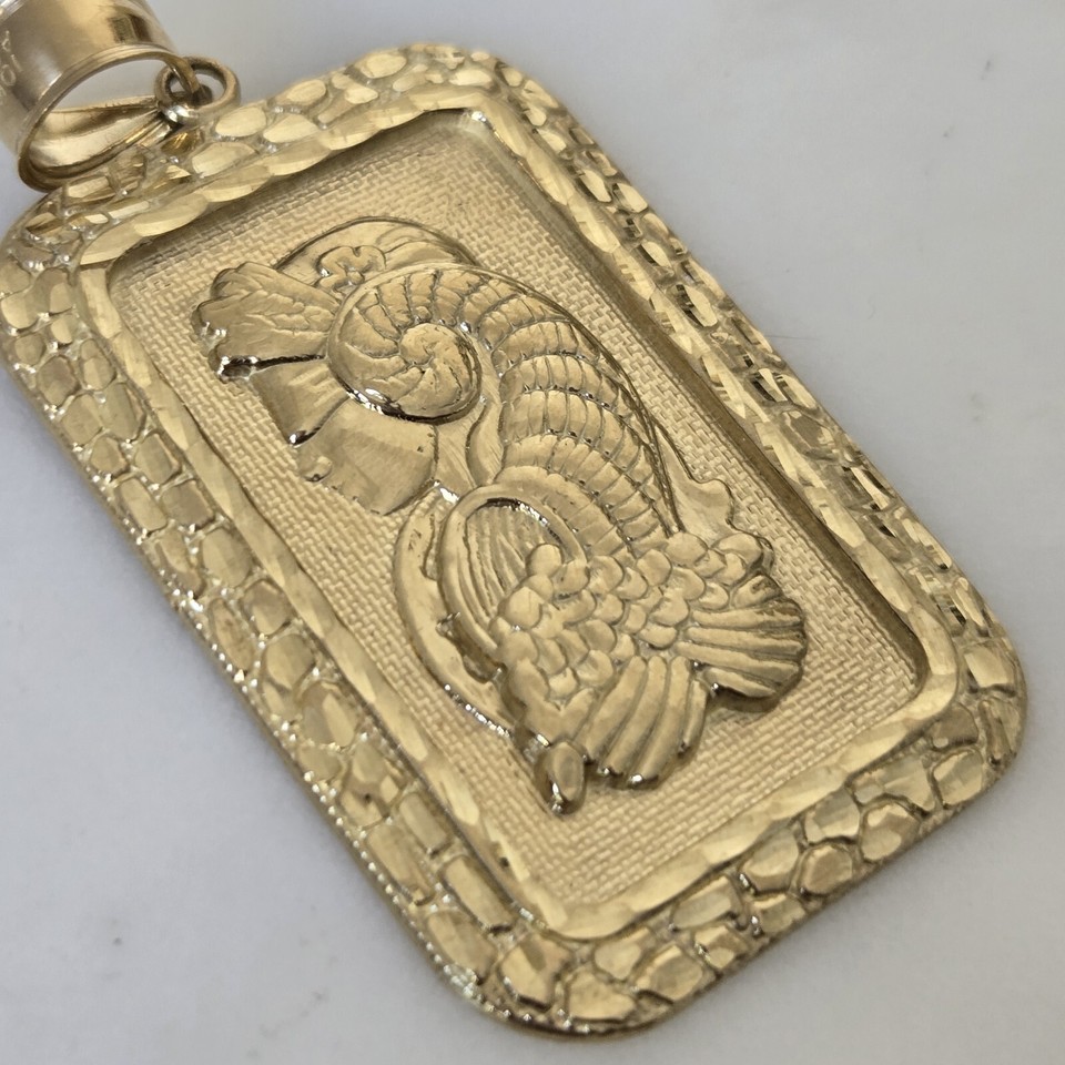 Big Solid 10k yellow gold Lady Fortuna Nugget Suzi pendant charm 2.65 ...