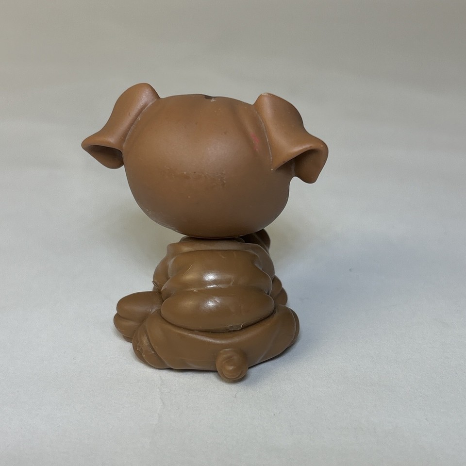 Littlest Pet Shop LPS #881 Brown Bulldog Puppy Dog Purple Teardrop Eyes ...