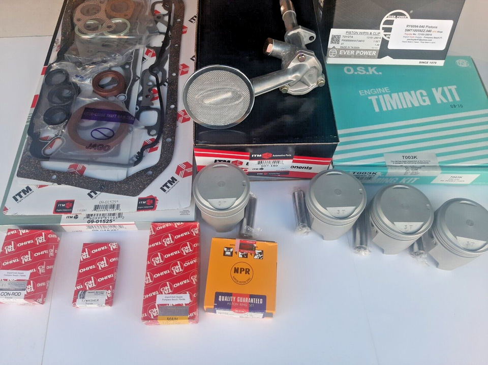 Toyota Corolla 3TC 80-82 Pistons & Rings Main,Rod,T/W Gaskets OSK ...