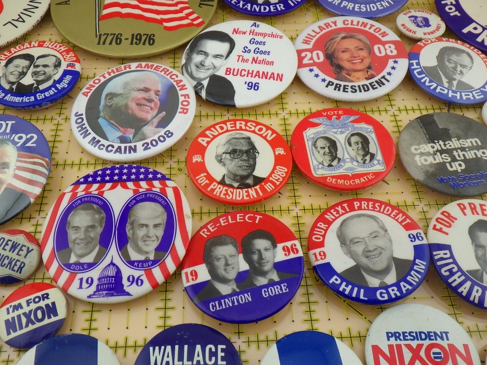 Political Pinback Button Collection Lot x67 Assortment Mix Old Vintage ...