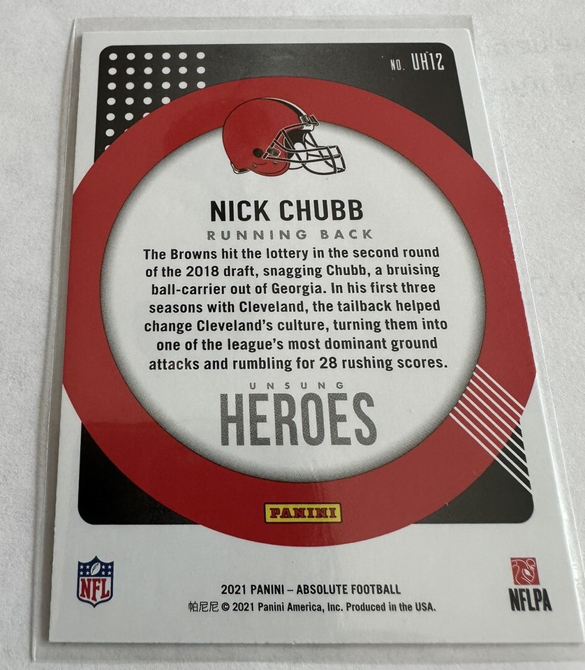 2021 Panini Absolute Unsung Heroes #UH12 Nick Chubb Cleveland Browns ...