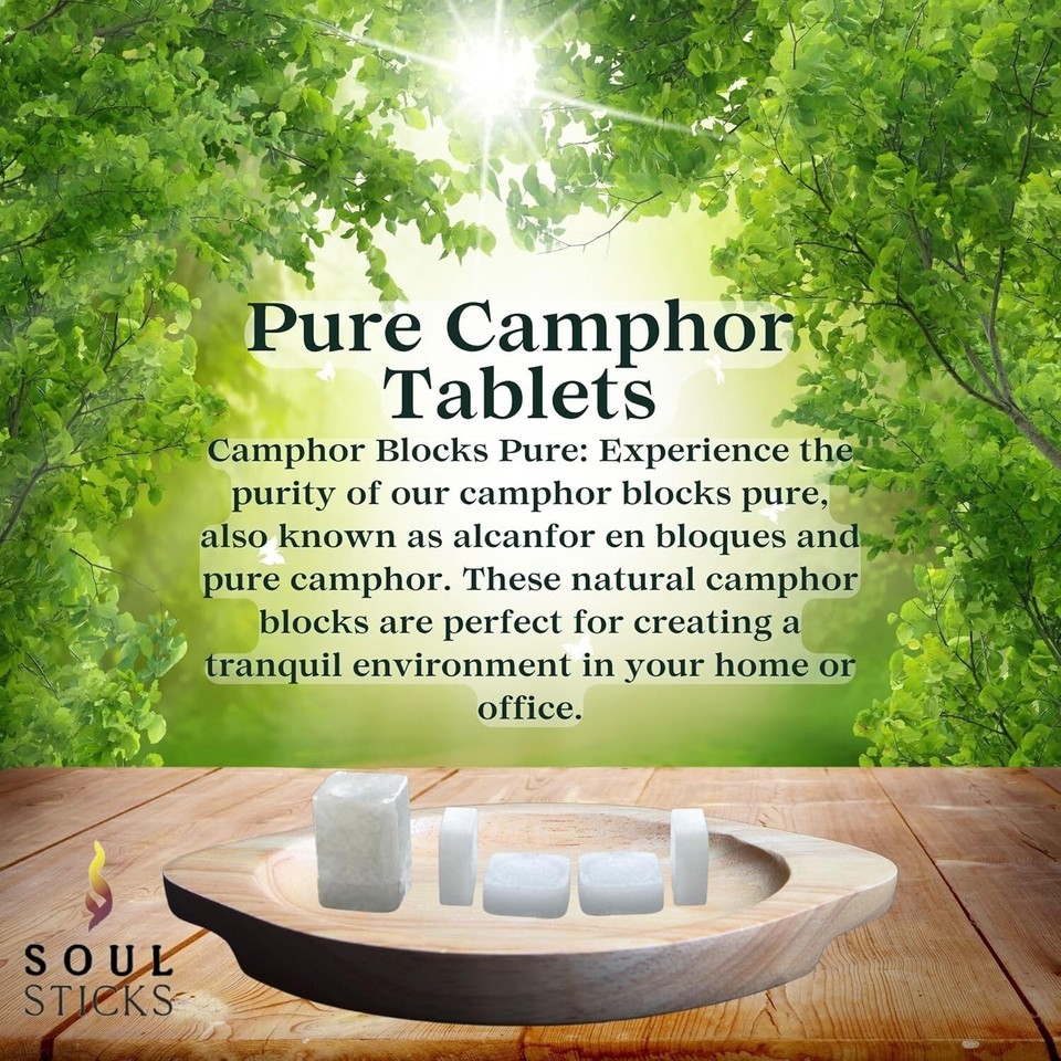 56g Natural Camphor Tablets – Soul Sticks Camphor Blocks (Pack of 12 ...