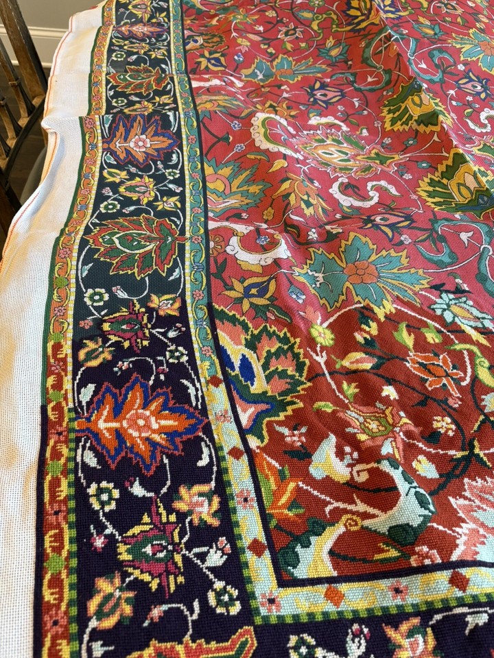 HP DESIGNS XL Needlepoint Rug Canvas Partially Completed 66” x 47.5” | eBay