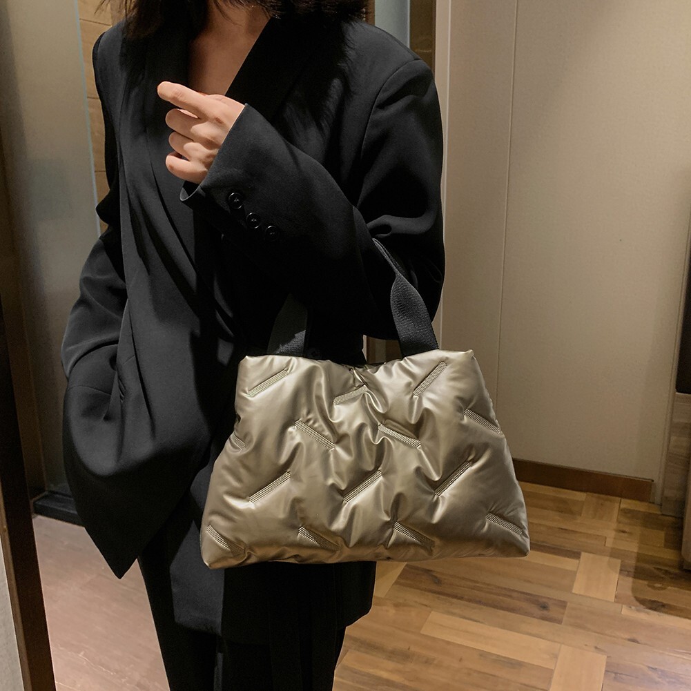 🔥Metallic Padded Quilted handbag Modern Puffer Purse. | eBay