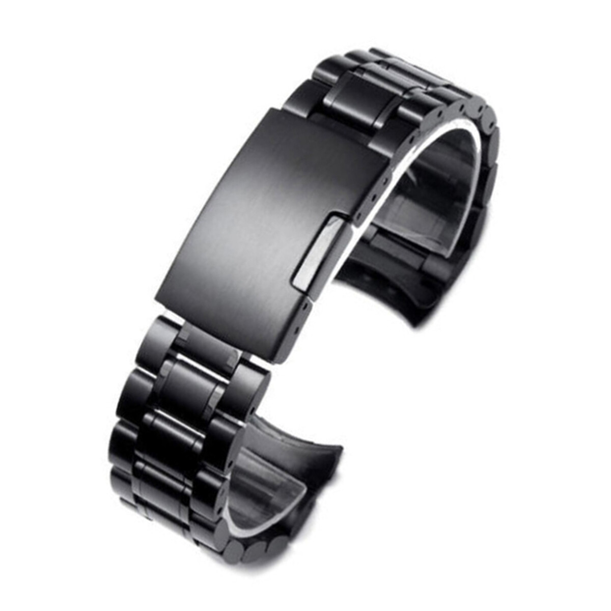 Stainless Steel Solid Links Watch Band Strap Bracelet Curved End 18 20 ...