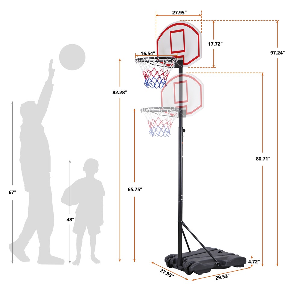 Portable Basketball Hoop Outdoor Goals Backboard System Adjustable ...