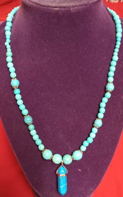 Turquoise Beaded Necklace With Turquoise Pendant | eBay
