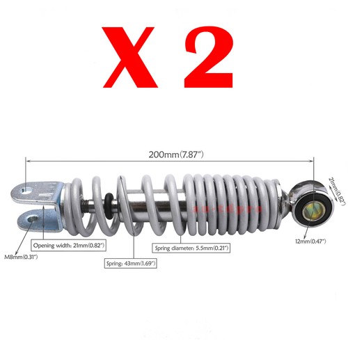 2pcs 200mm 8" Rear Shock Fork Absorber Suspension Mini Dirt Bike ...