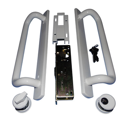 PGT 5400 Sliding Door White Handle Set w/ Mortise Lock and Keys |12.5 ...