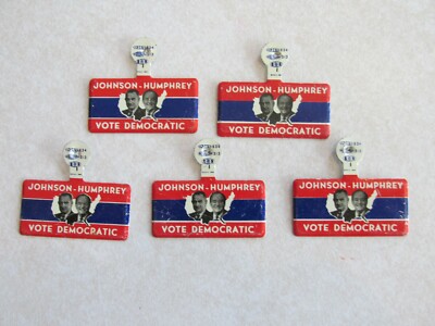 ADV332 Pinback Button Vintage Pin Back Lot of 5 tab Johnson Humphrey ...