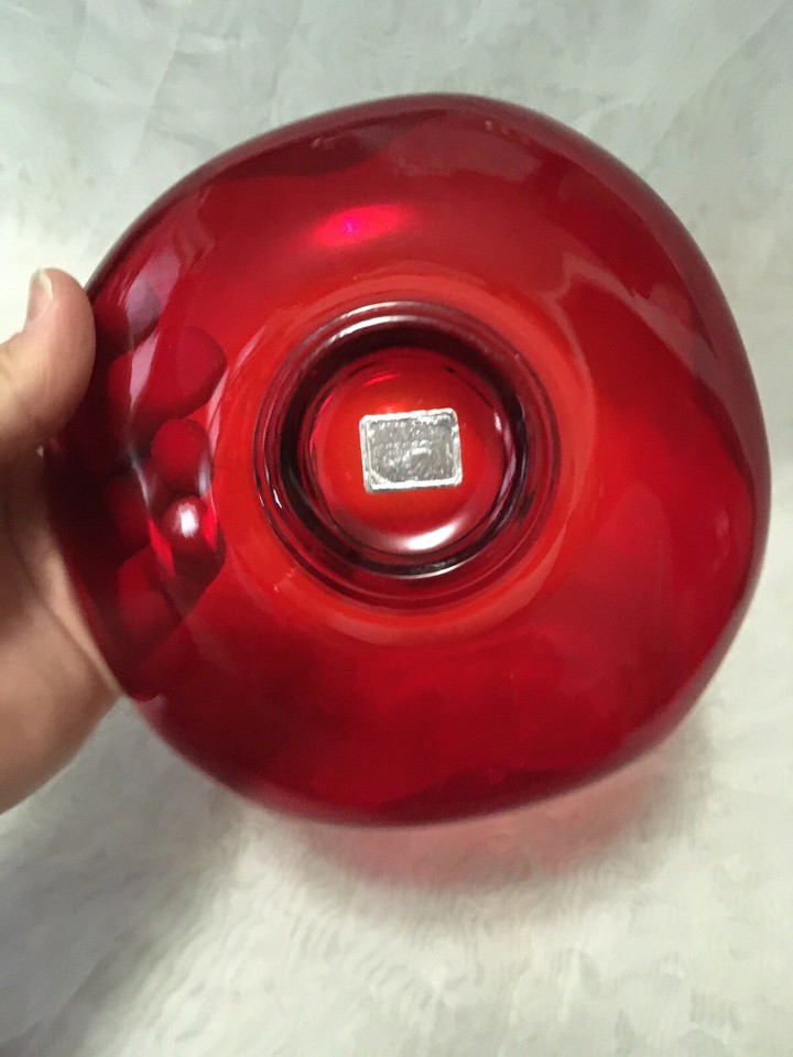 Viking Glass Ruby Red Wave Candy Dish Bowl - 7” | eBay