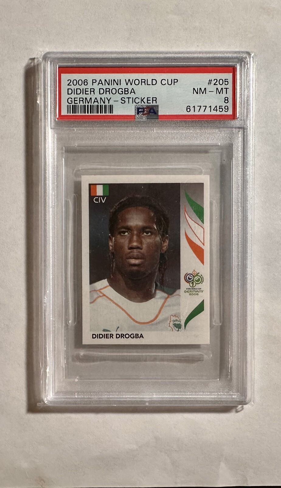 2006 PANINI WORLD CUP DIDIER DROGBA #205 PSA 8 STICKER IVORY COAST POP ...