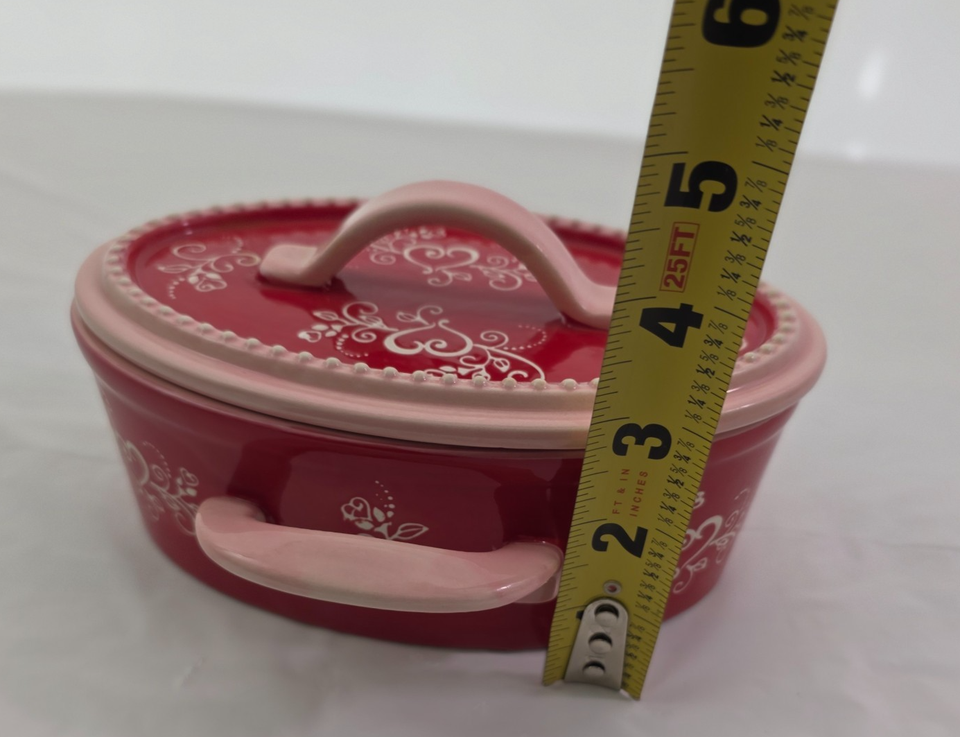 Temptations By Tara Red Floral Lace Romance 16 Oz Lidded Ceramic ...