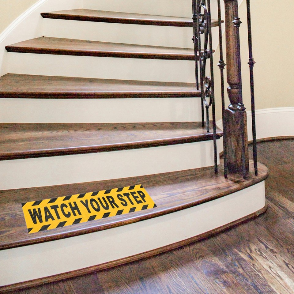 4pcs Watch Your Step Floor Decals Stickers Watch Your Step Sign Anti ...