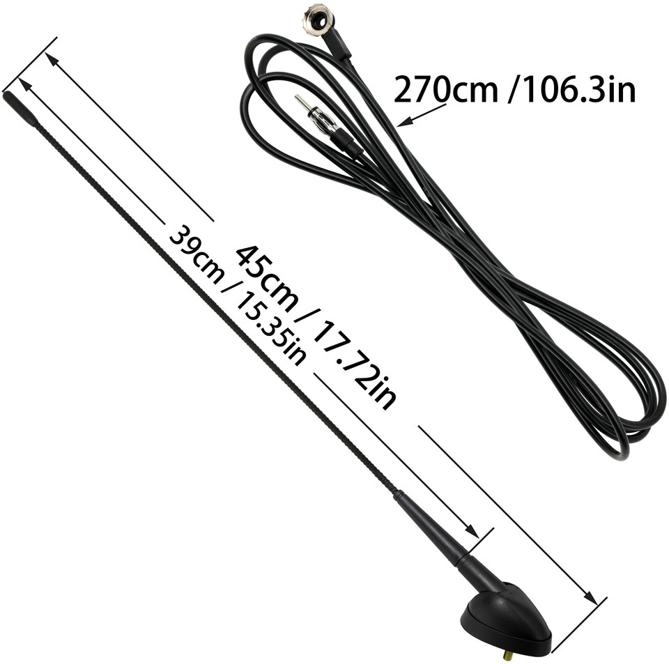 Universal Roof Mount AM/FM Car Radio Stereo Aerial Mast Antenna + Base ...