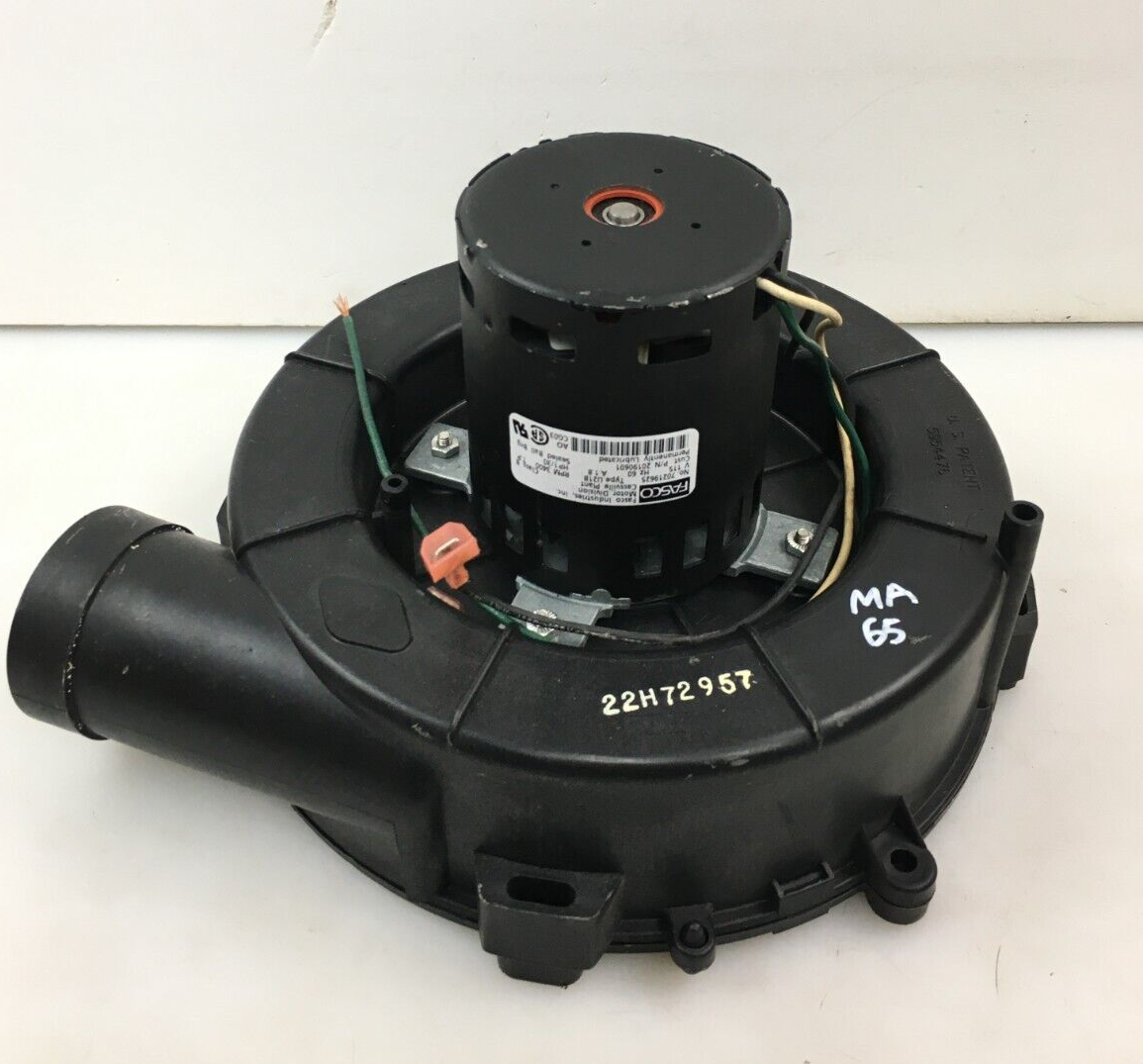 Fasco Draft Inducer Blower 7021-9625 P/N 20190601 1/30 HP 3400 RPM used ...