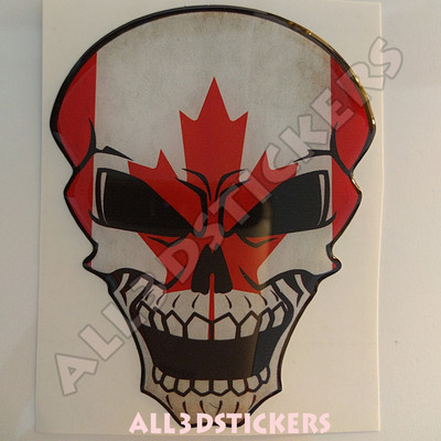 Sticker Flag Canada Skull Adhesive Decal Resin Domed Car Moto Tablet 3D ...
