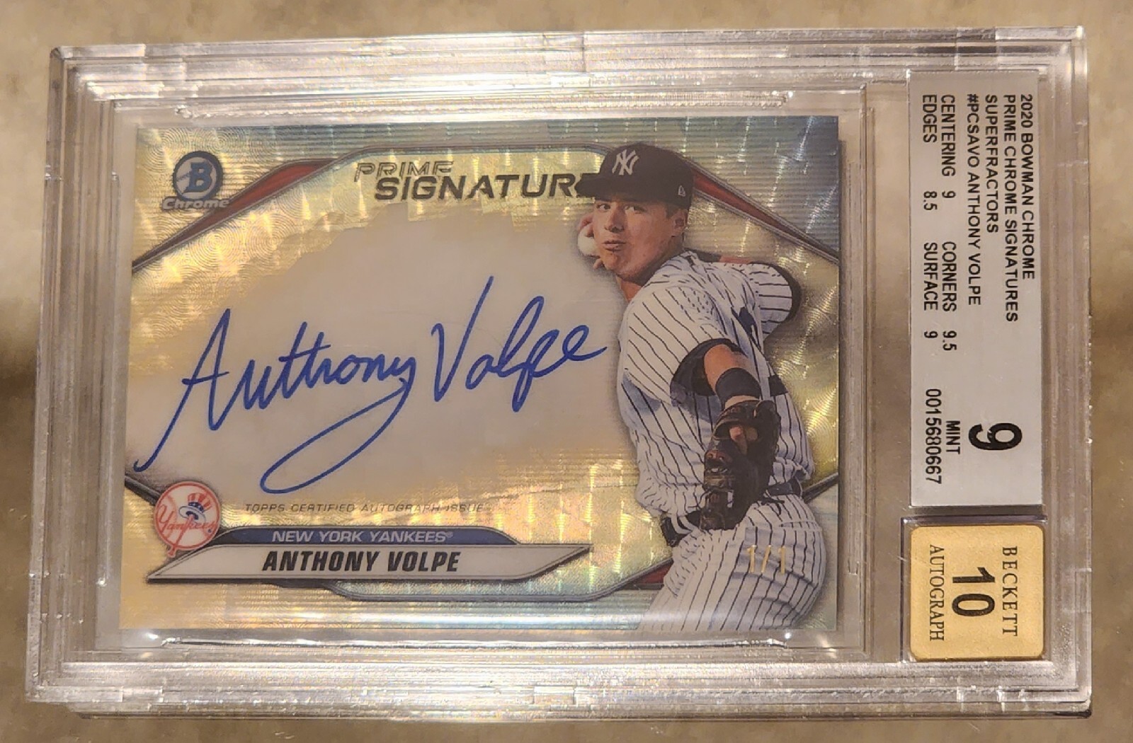 Anthony Volpe 2020 Bowman Chrome Prime Signatures SUPERFRACTOR 1/1 Auto ...