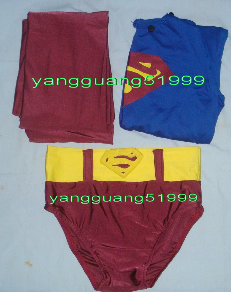 Fuchsia/Blue Spandex Superman Costumes With Long Cape Unisex Super-Man ...