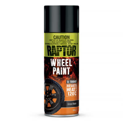 U-POL Raptor High Temp Wheel & Rim Spray Paint Aerosol 295g Gloss Black ...
