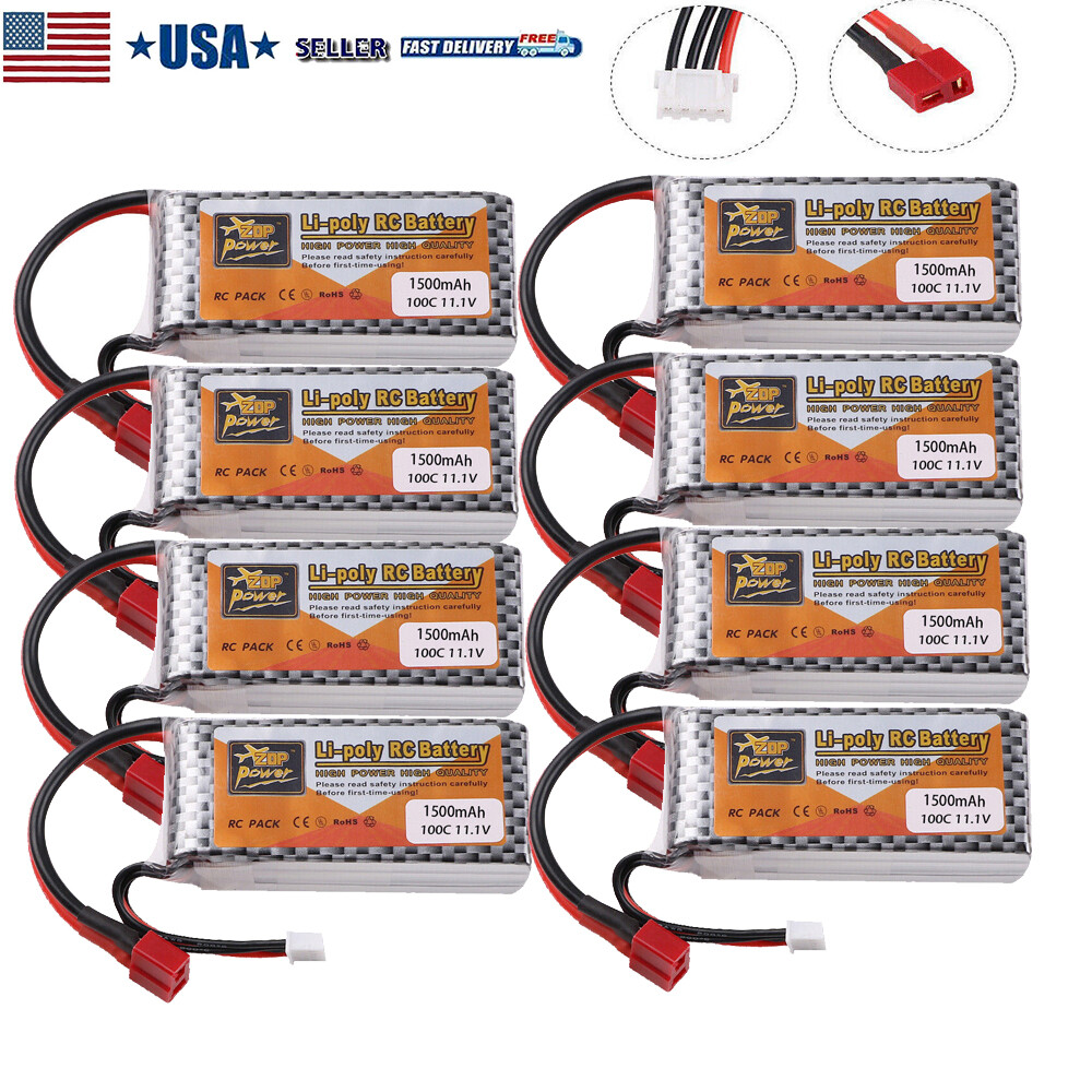 11.1V 1500mAh RC Boat LiPo Battery 100C T Plug RC Part for RC ar Drone ...