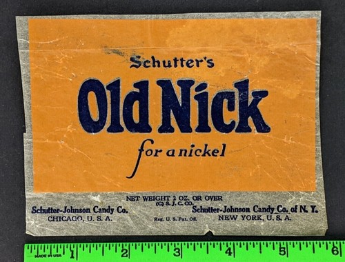 Vintage 1930's Schutter's Old Nick EMPTY Trimmed Candy Wrapper | eBay