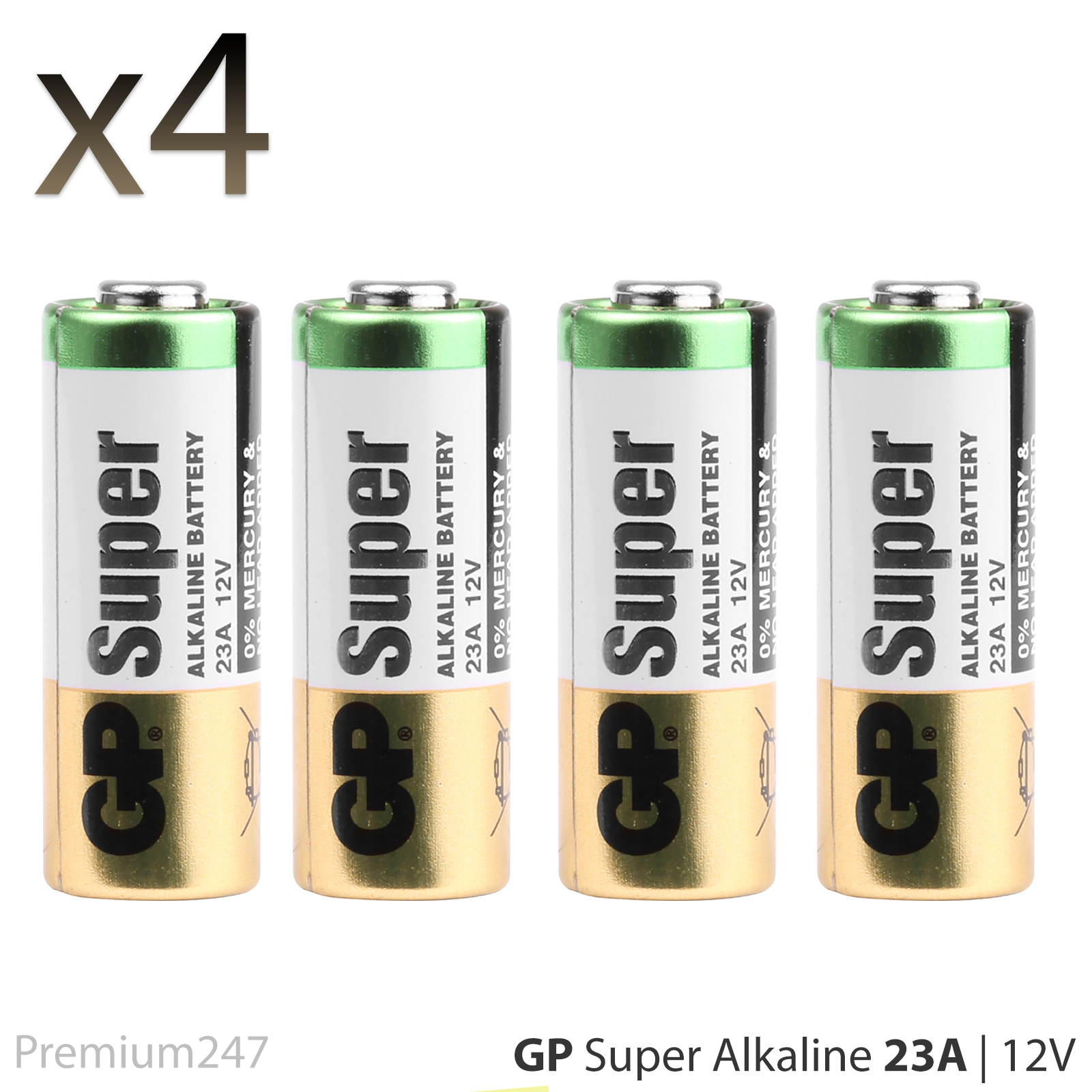 4x GP A23 12V Super Alkaline Batteries MN21 23A LRV08 K23A E23 Door ...