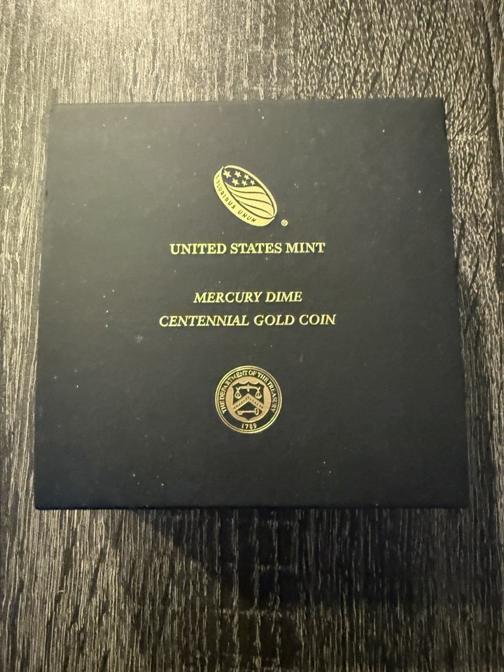 2016-W 1/10 oz GOLD Mercury Dime Coin "100th Anniversary", In Orig ...