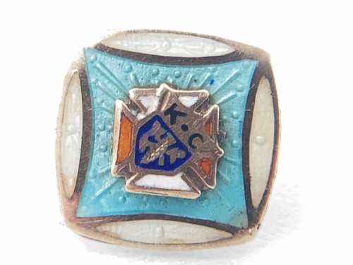 Vintage 10k Gold Knights of Columbus KOC Crest Medal Guilloche Enamel ...