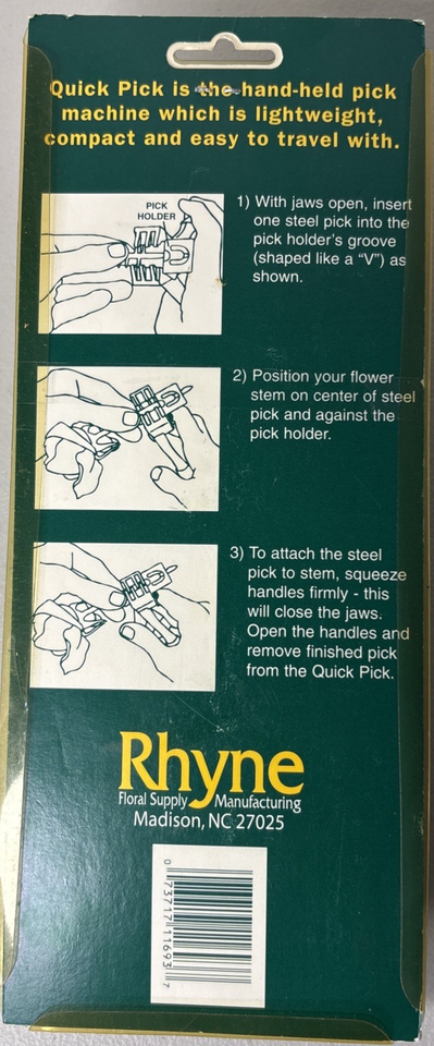 Rhyne Hand Held Floral Quick Pick Machine Stemming Stem Tool W/ Picks ...