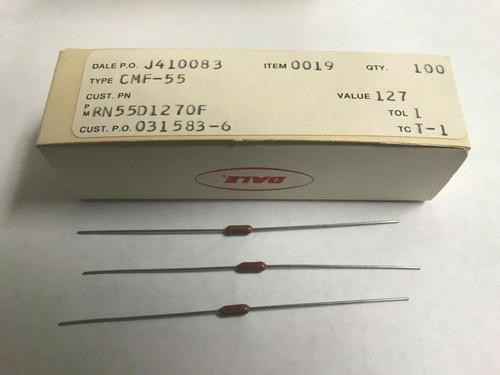 100 PCS VISHAY DALE RN55D1270F 127 OHM .5 WATT ±1% CMF-55 METAL FILM ...