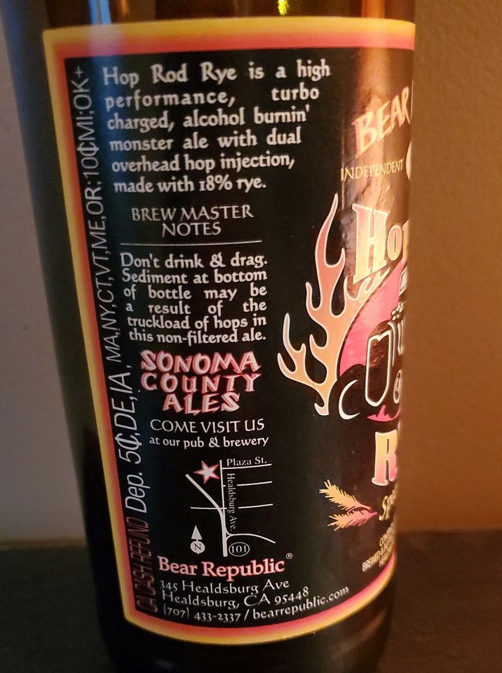 Bear Republic Brewing Hop Rod Rye Specialty Ale Bottle- empty | eBay